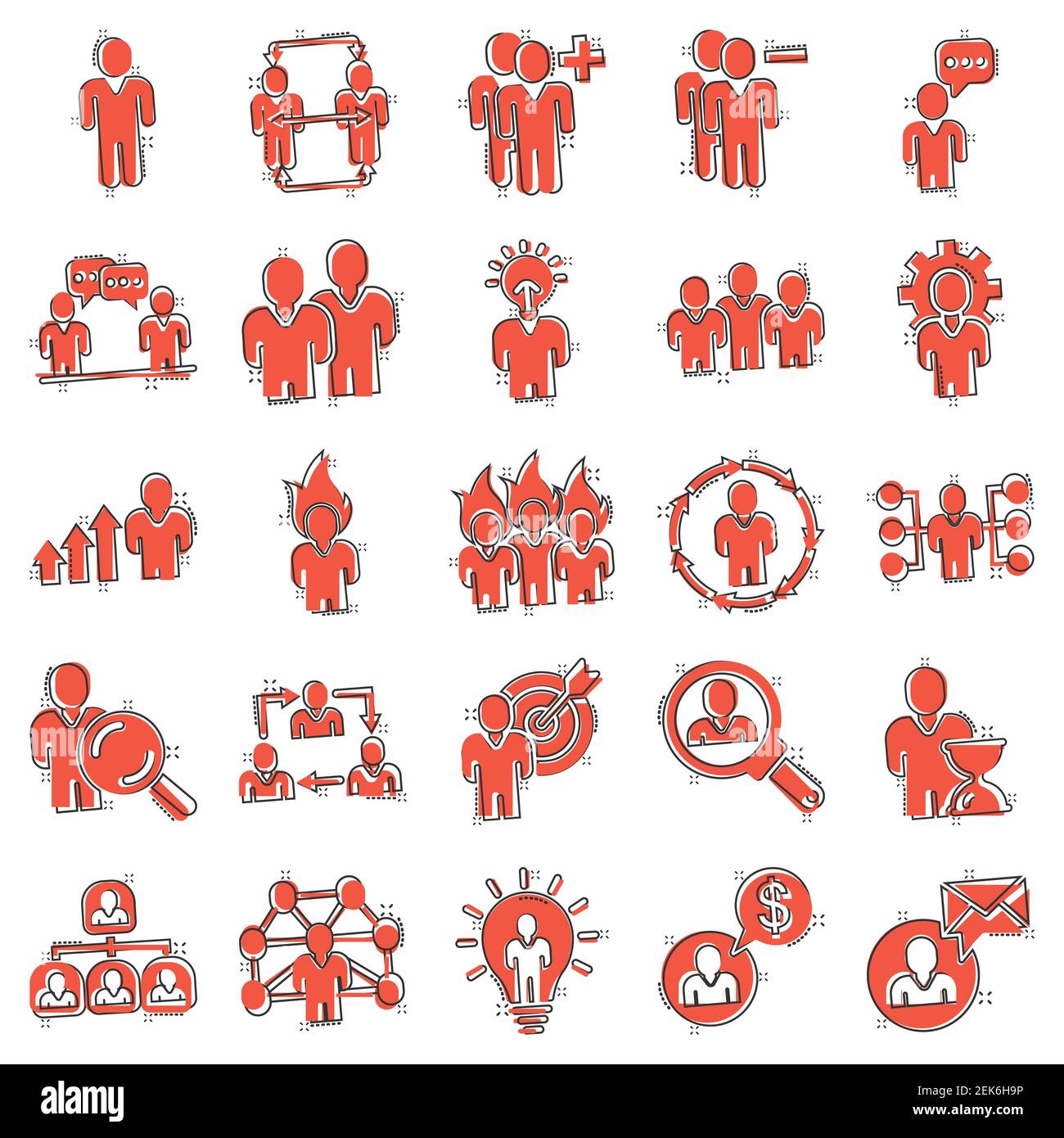 People leadership icon set in comic style. Person cartoon collection ...