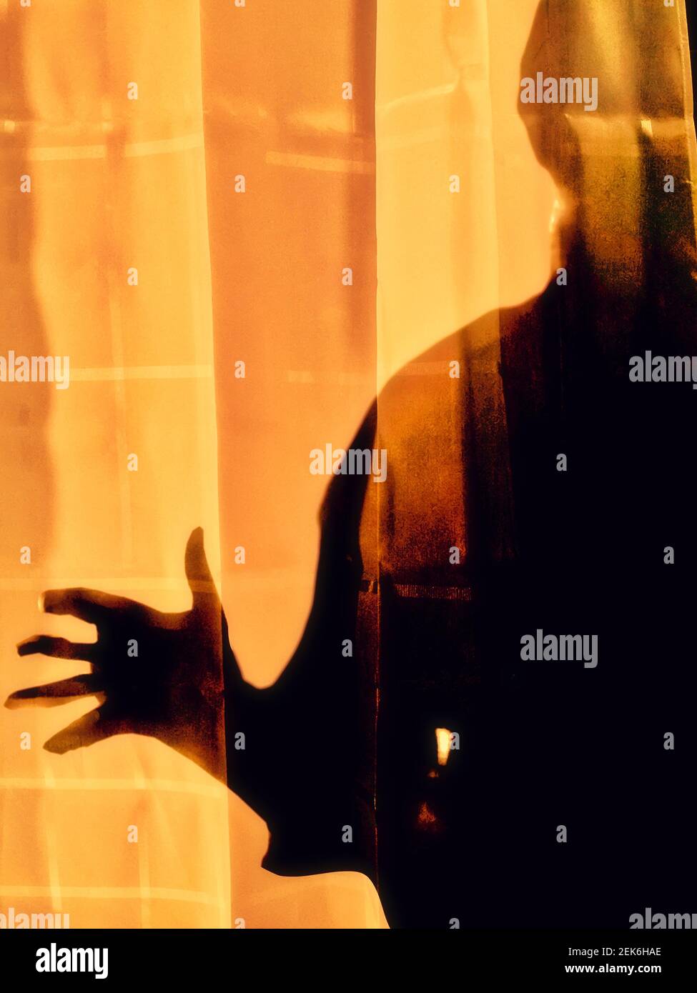 strange shadow behind a curtain Stock Photo - Alamy