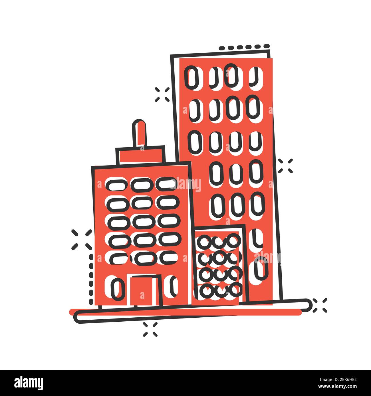 Building icon in comic style. Town skyscraper apartment cartoon vector ...