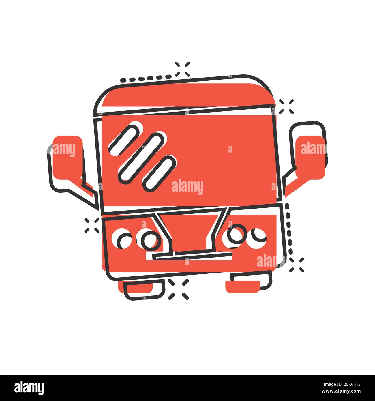 Bus icon in comic style. Coach cartoon vector illustration on white ...