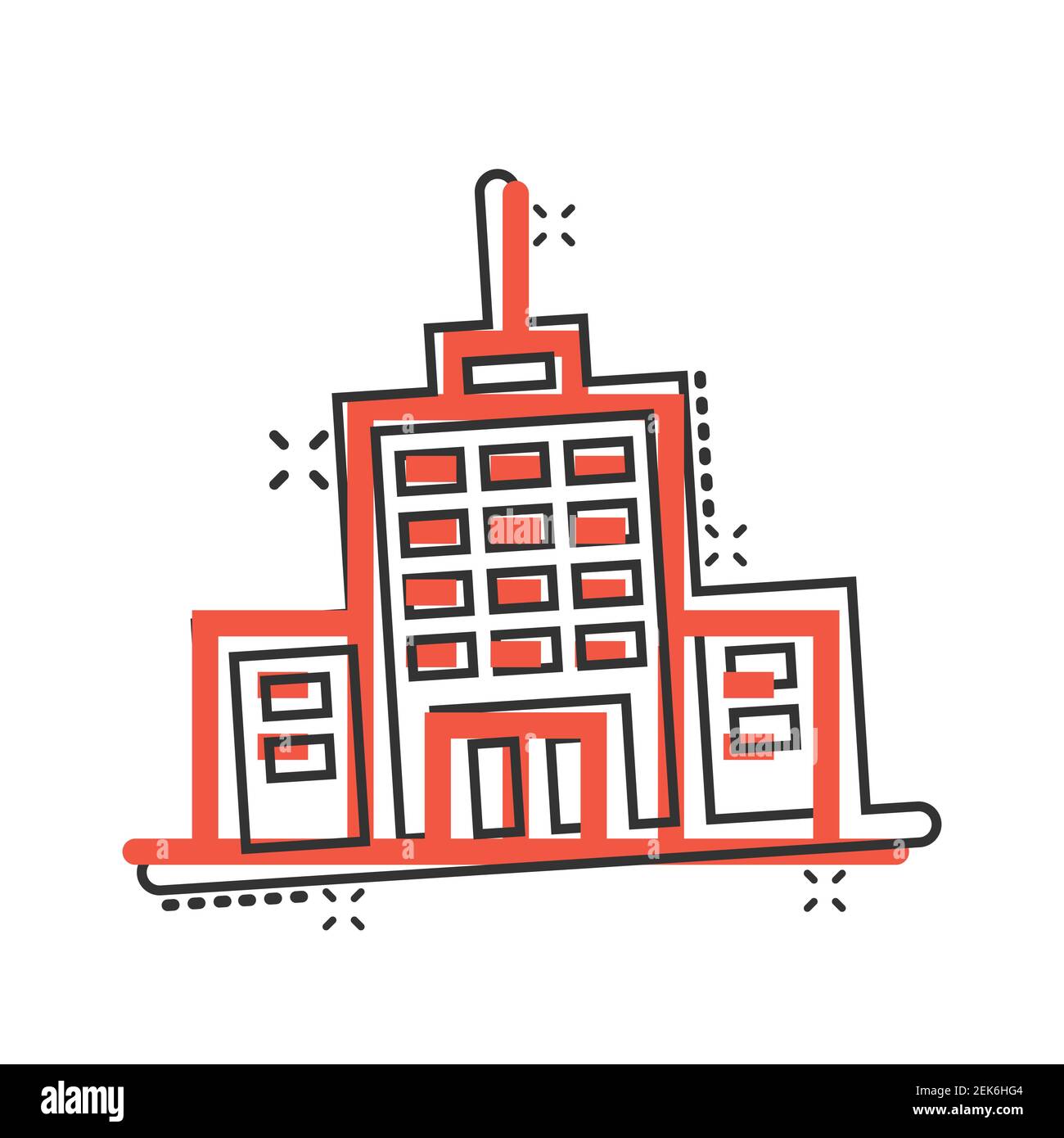 Building icon in comic style. Town skyscraper apartment cartoon vector ...