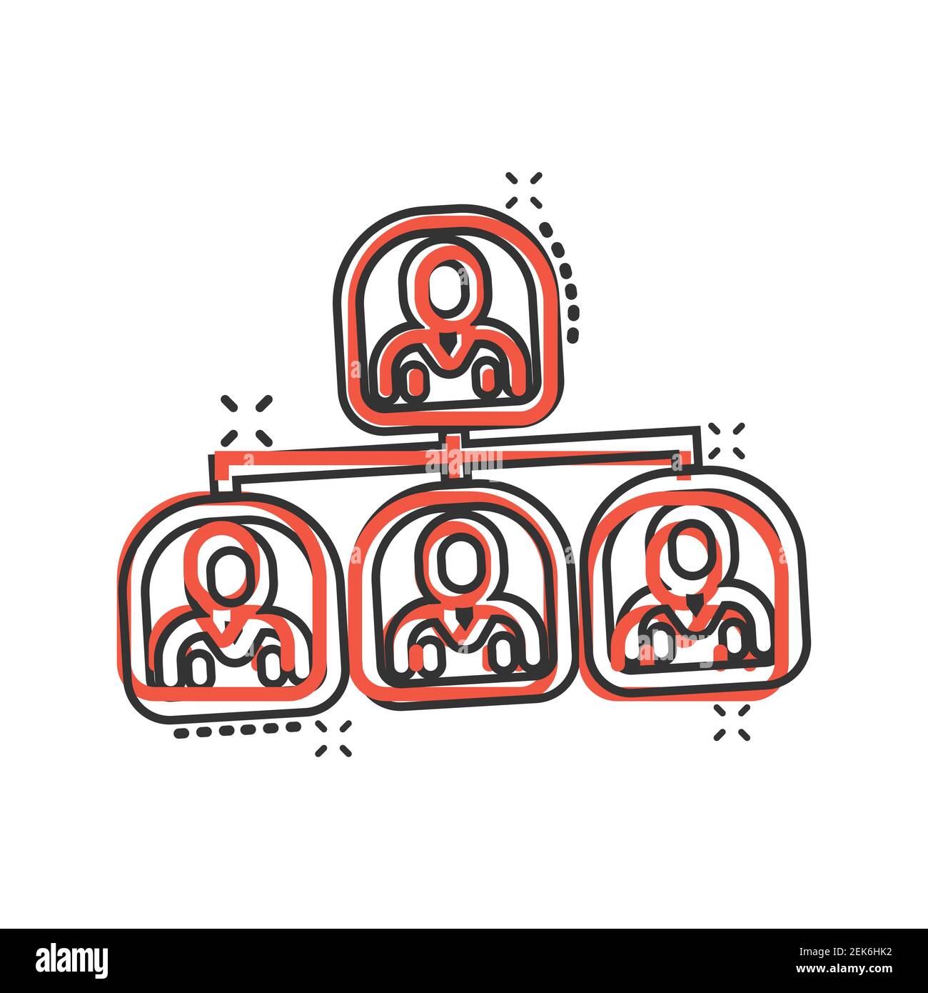 Corporate organization chart people vector icon in comic style. People ...