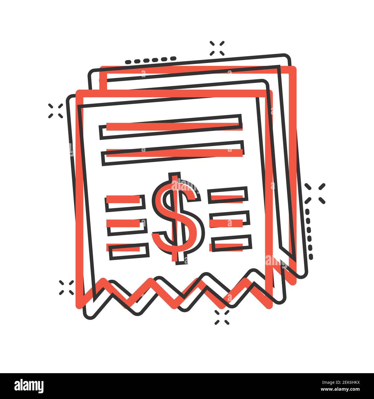 Money check icon in comic style. Checkbook cartoon vector illustration ...