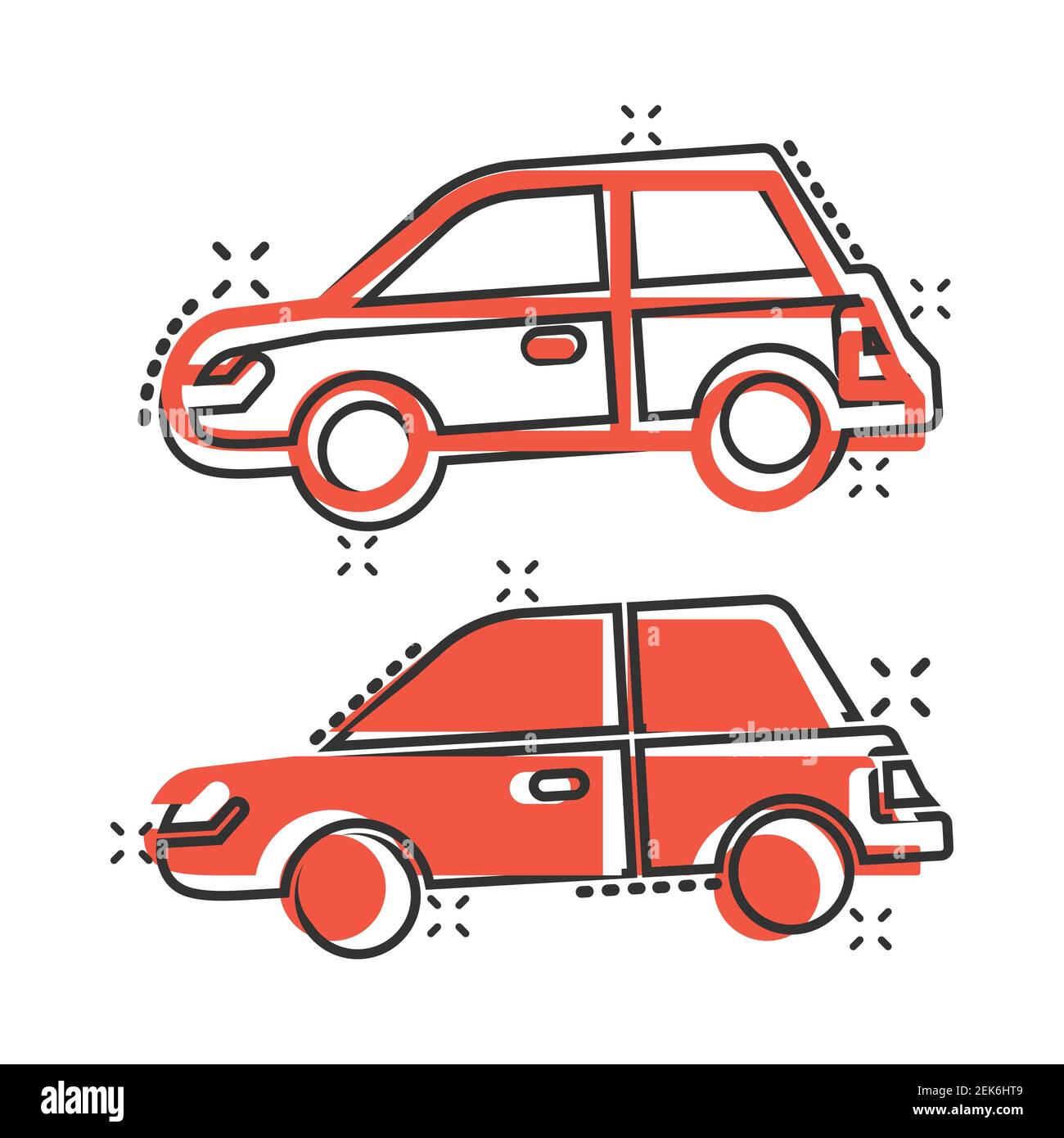 Car icon in comic style. Automobile vehicle cartoon vector illustration ...