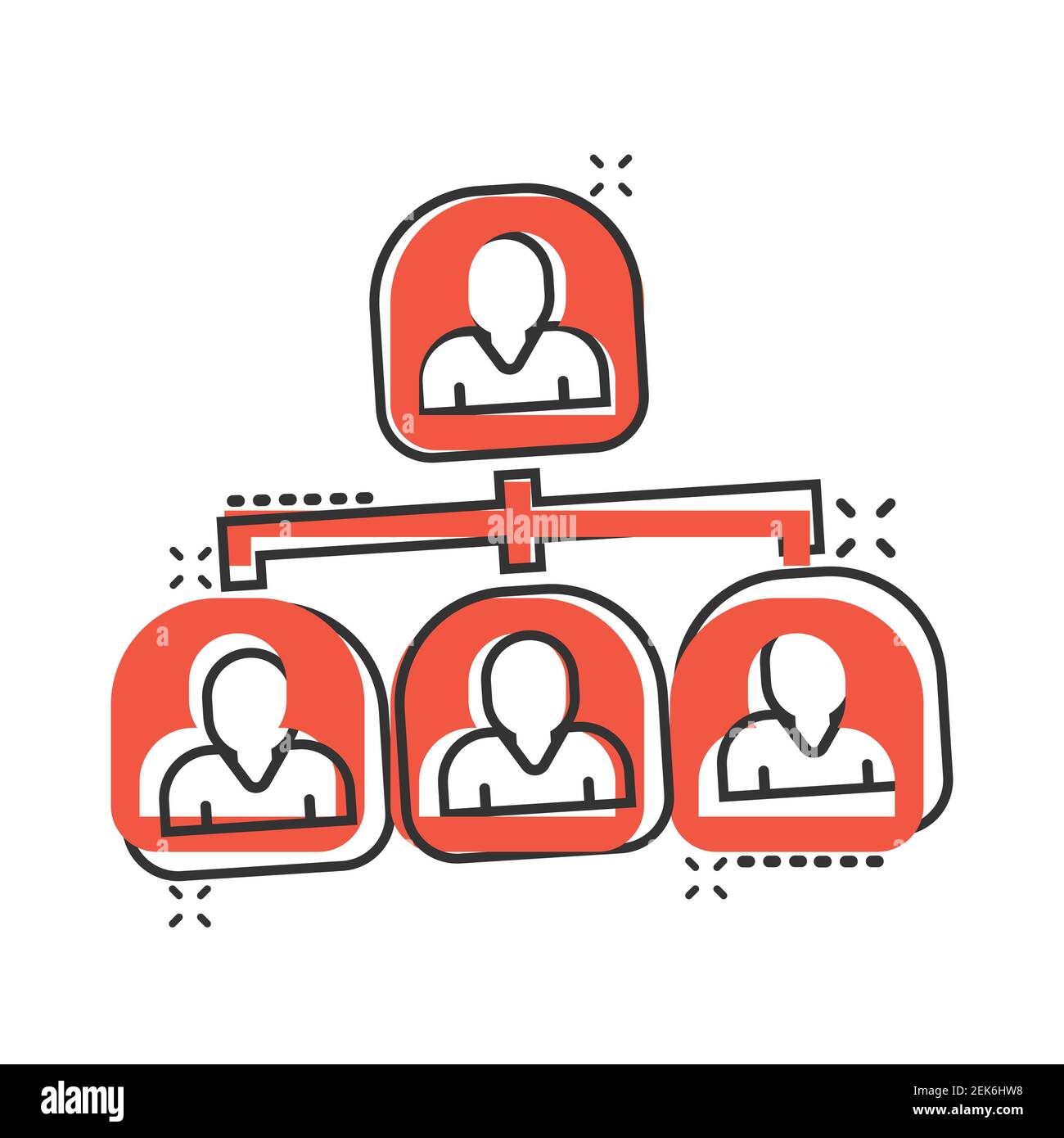 Corporate organization chart people vector icon in comic style. People ...