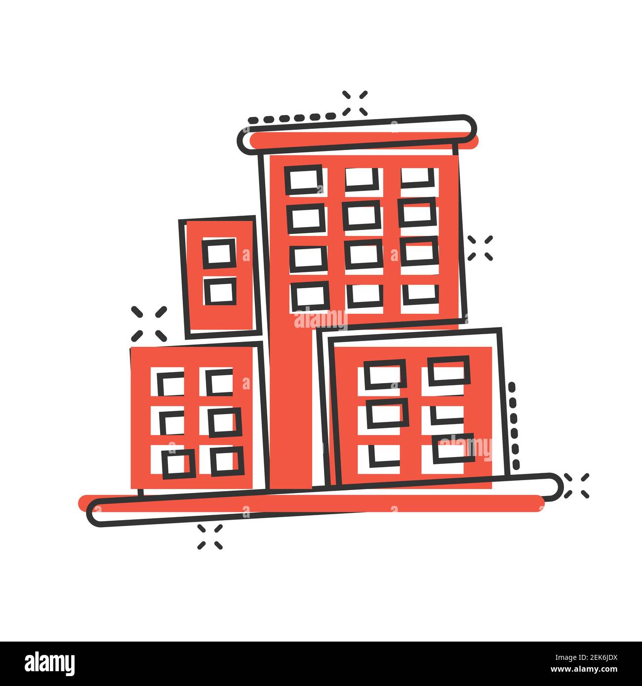 Building icon in comic style. Town skyscraper apartment cartoon vector ...