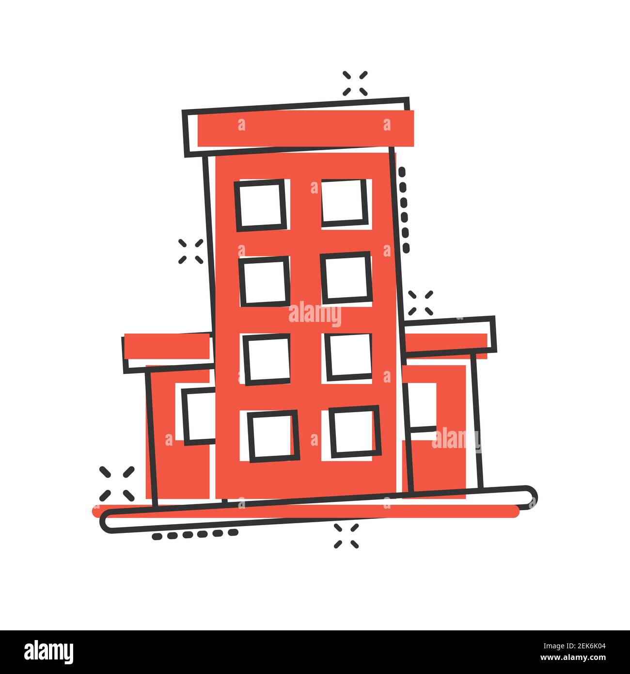 Building icon in comic style. Town skyscraper apartment cartoon vector ...