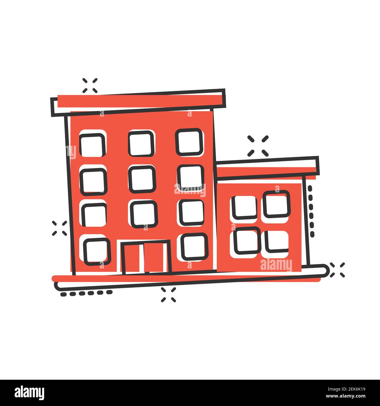 Building icon in comic style. Town skyscraper apartment cartoon vector ...