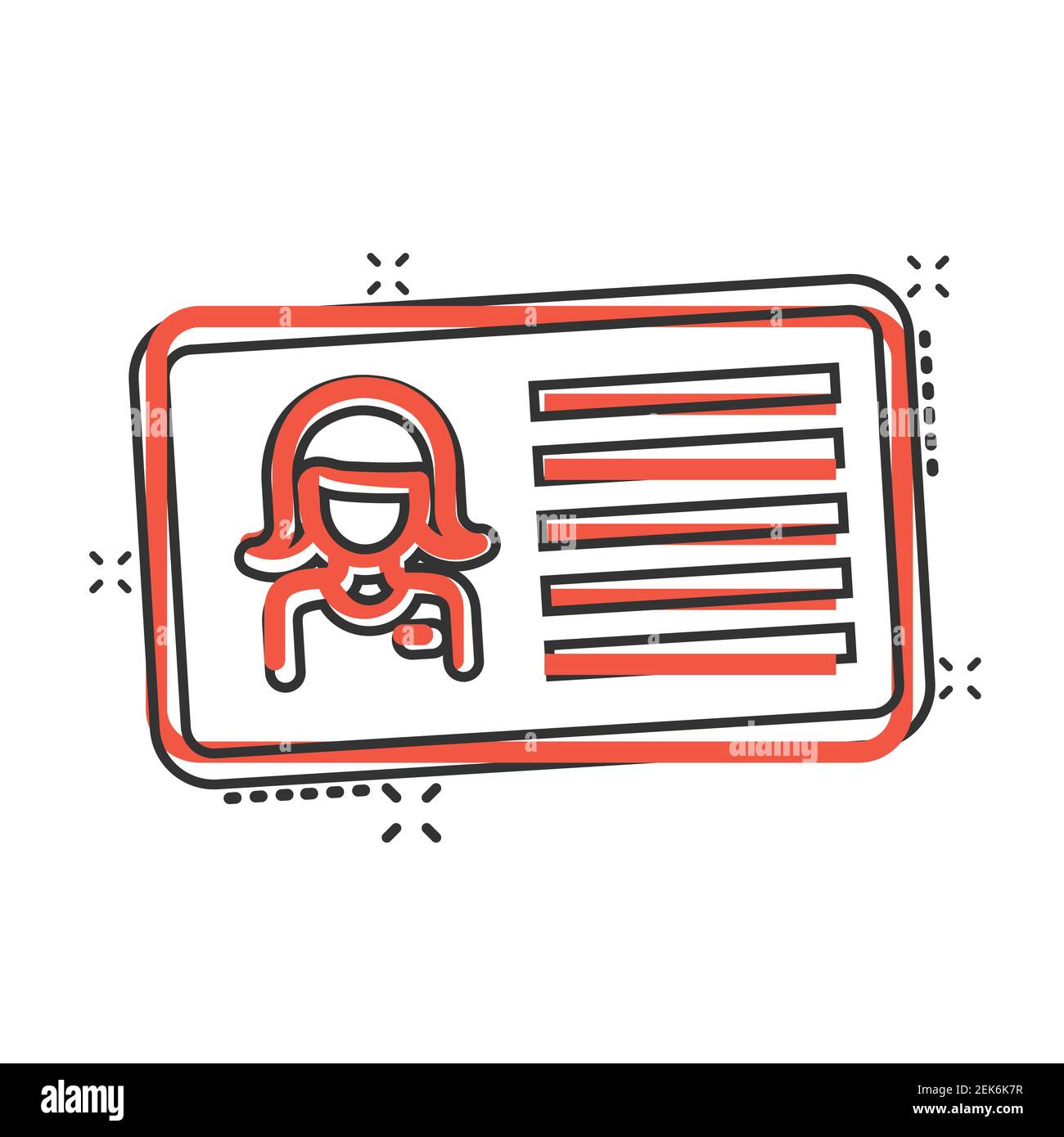 Women id card icon in comic style. Identity tag cartoon vector ...