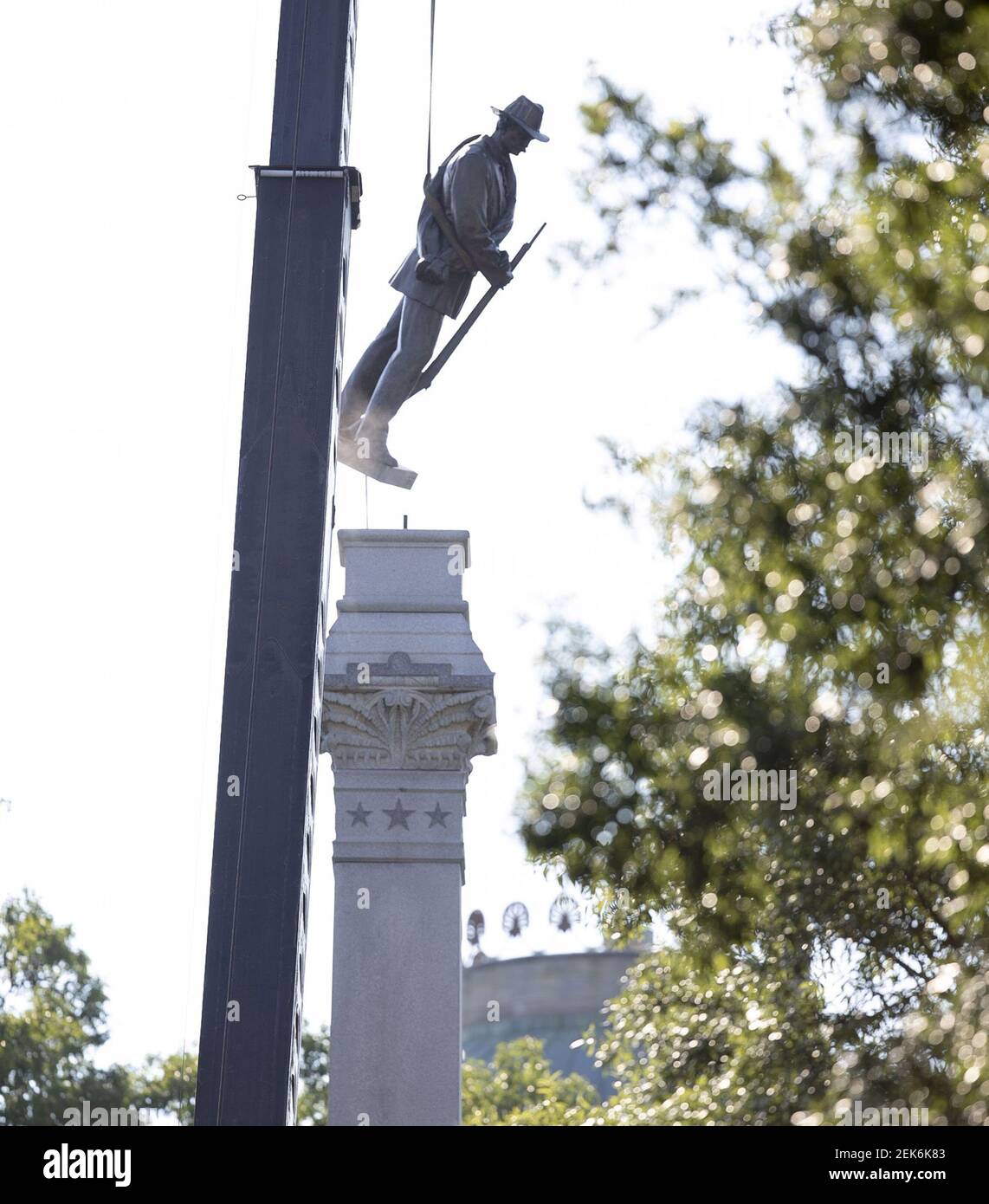 The Confederate soldier statue atop the historic Confederate monument ...