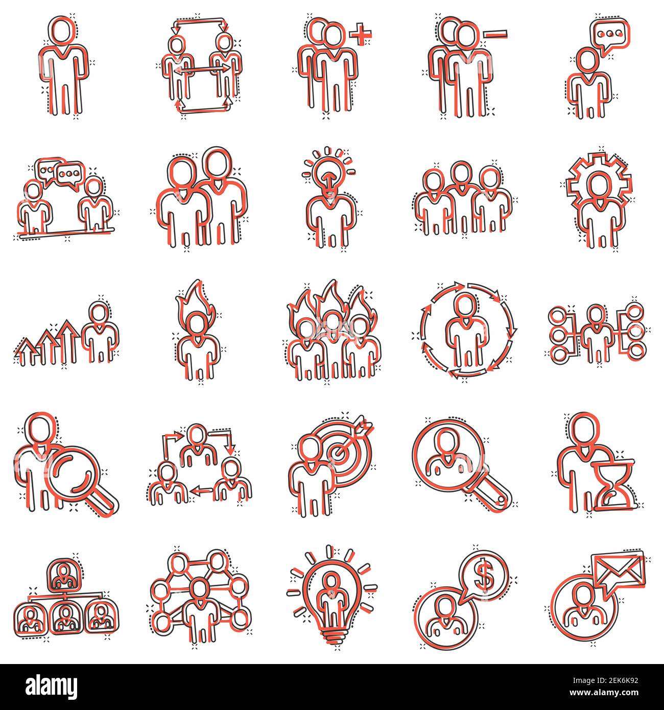 People leadership icon set in comic style. Person cartoon collection ...