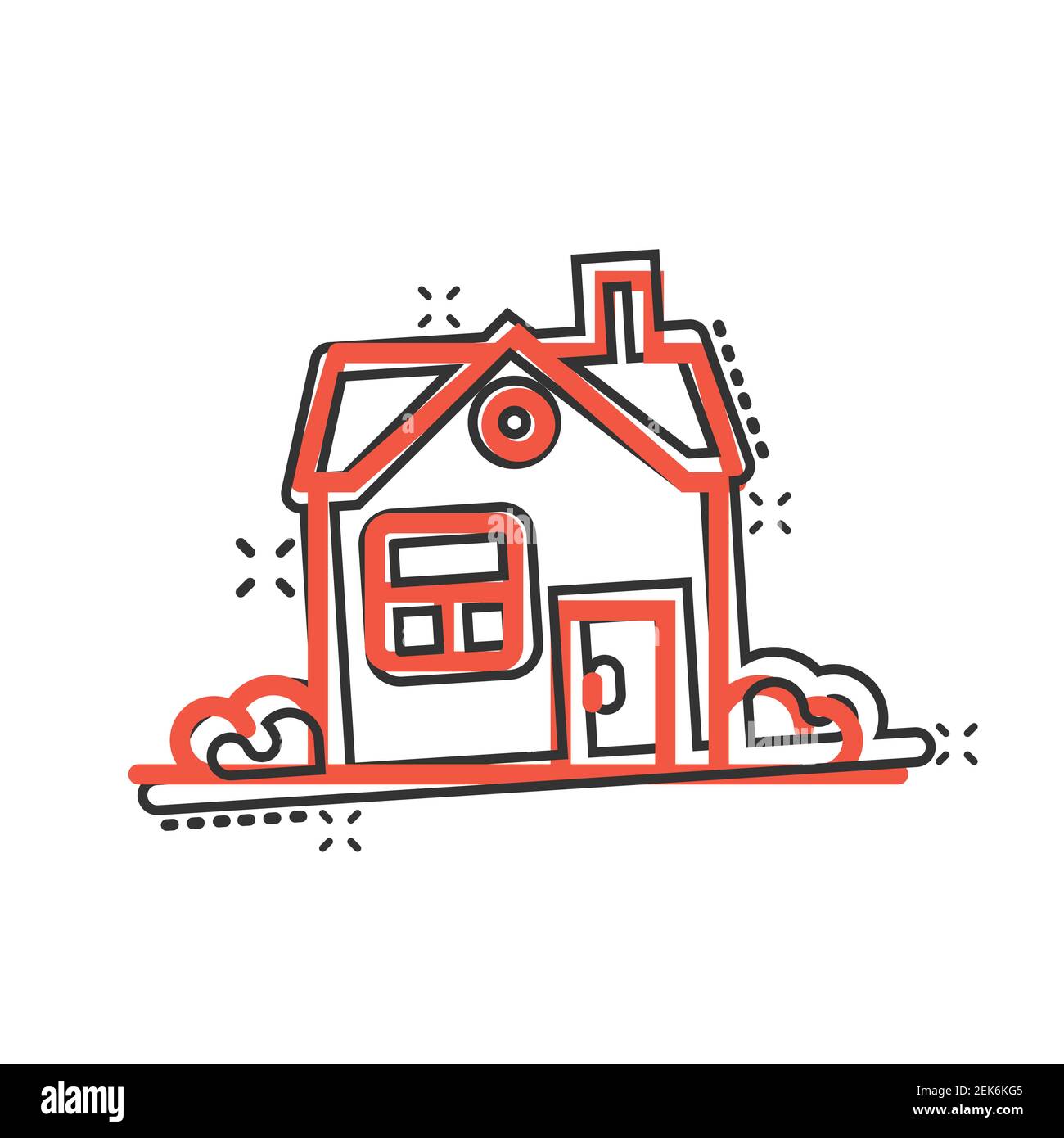 Building icon in comic style. Home cartoon vector illustration on white ...