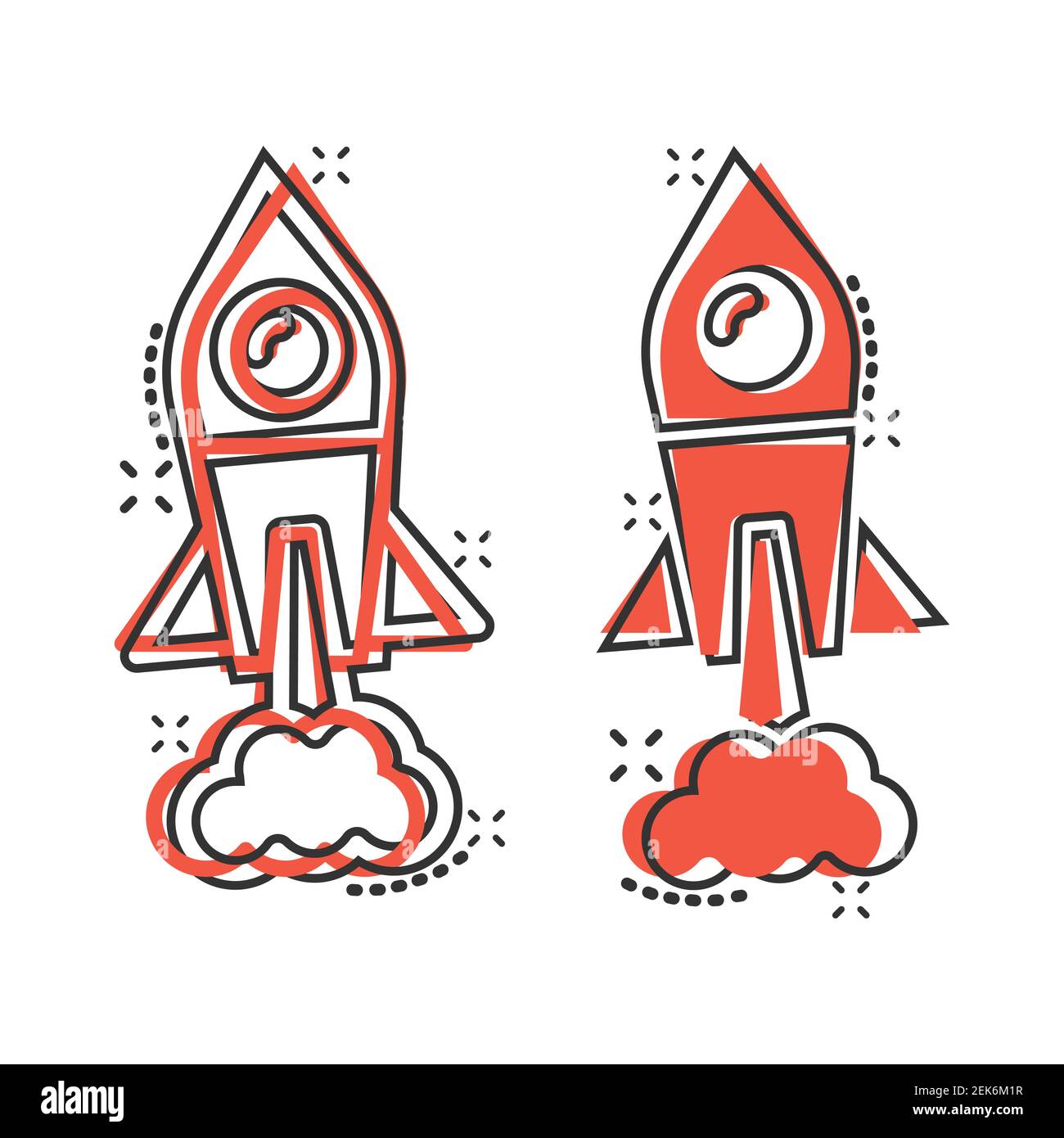 Rocket icon in comic style. Spaceship launch cartoon vector ...