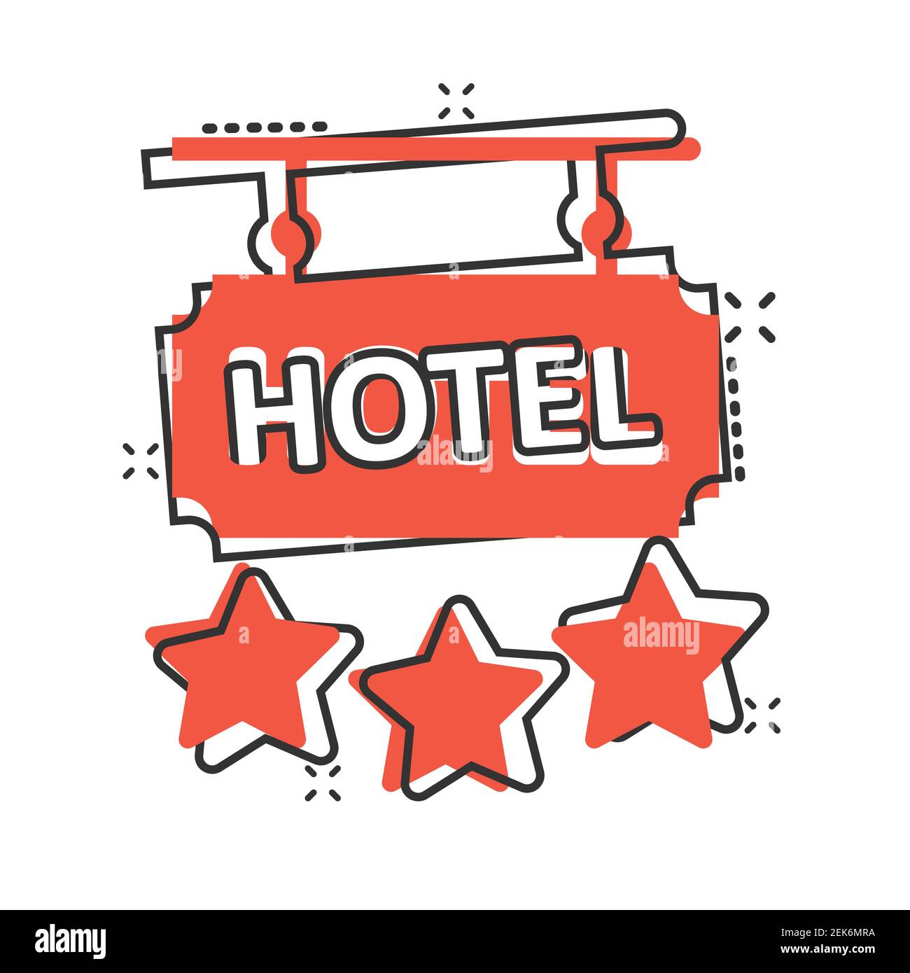 Hotel 3 stars sign icon in comic style. Inn cartoon vector illustration ...