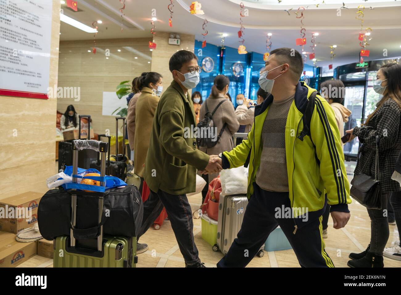 ENSHI, CHINA - MARCH 22, 2020 - Guo Meng, from the department of cardiology, and Xiong Gang ...