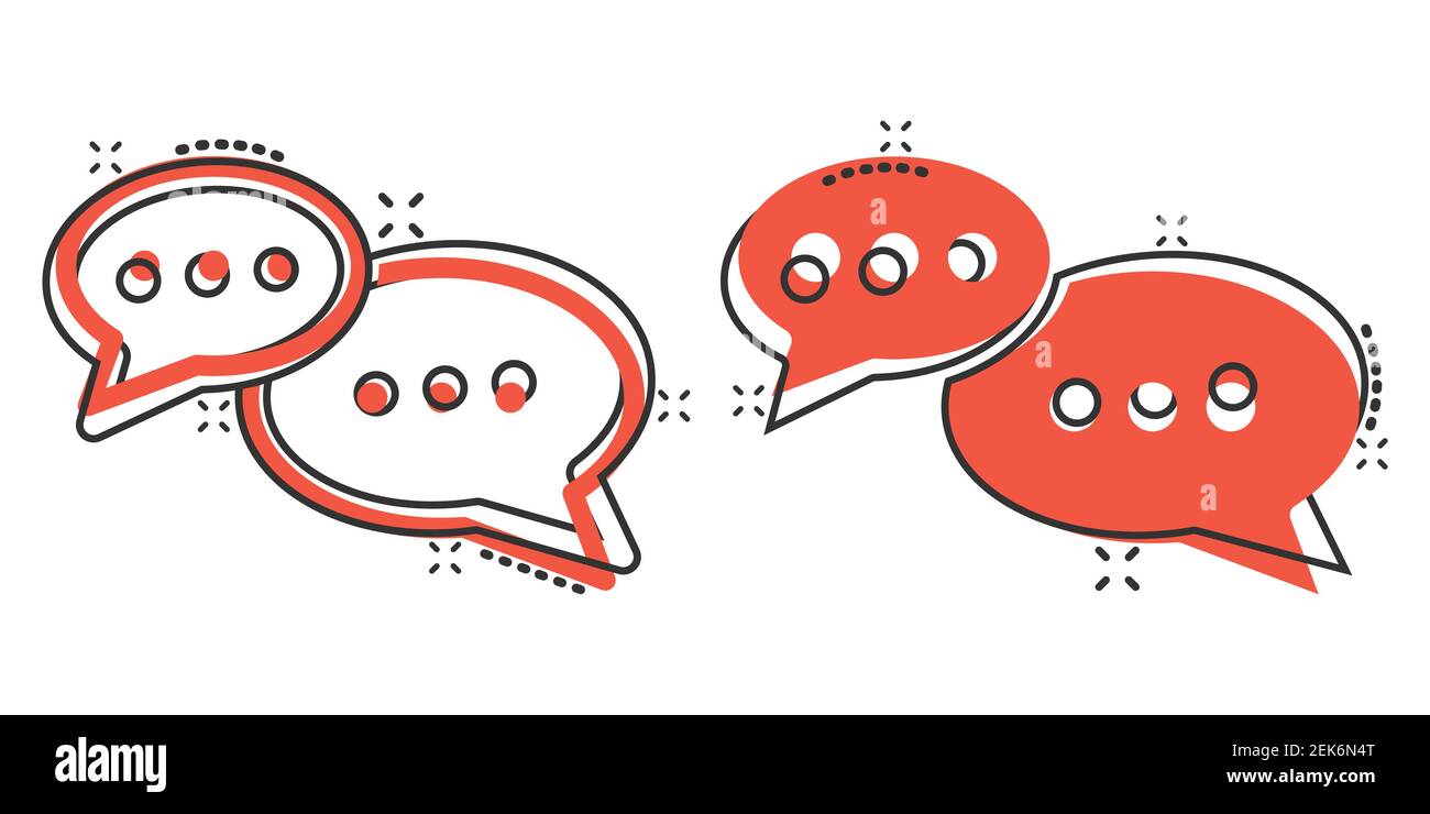 Speak chat sign icon in comic style. Speech bubbles cartoon vector ...