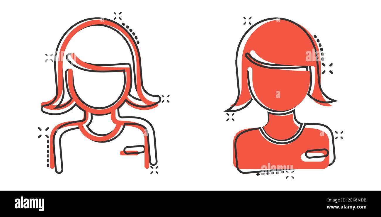 Woman face icon in comic style. People cartoon vector illustration on ...
