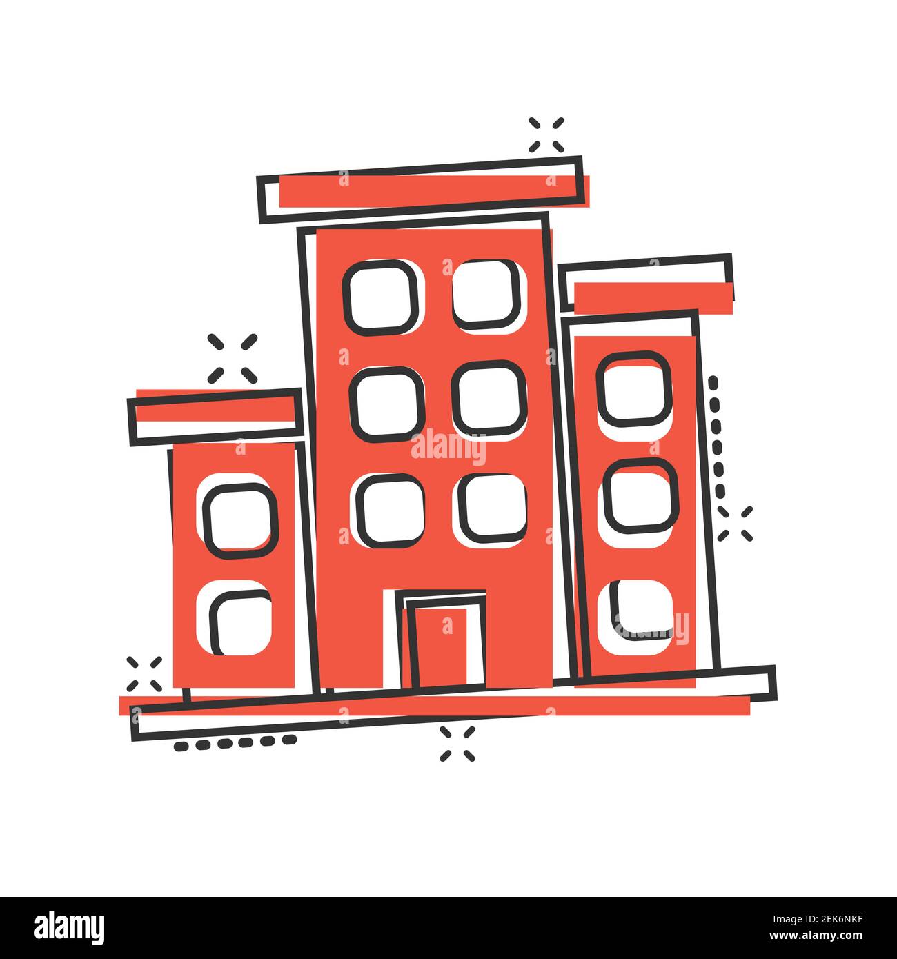 Building icon in comic style. Town skyscraper apartment cartoon vector ...
