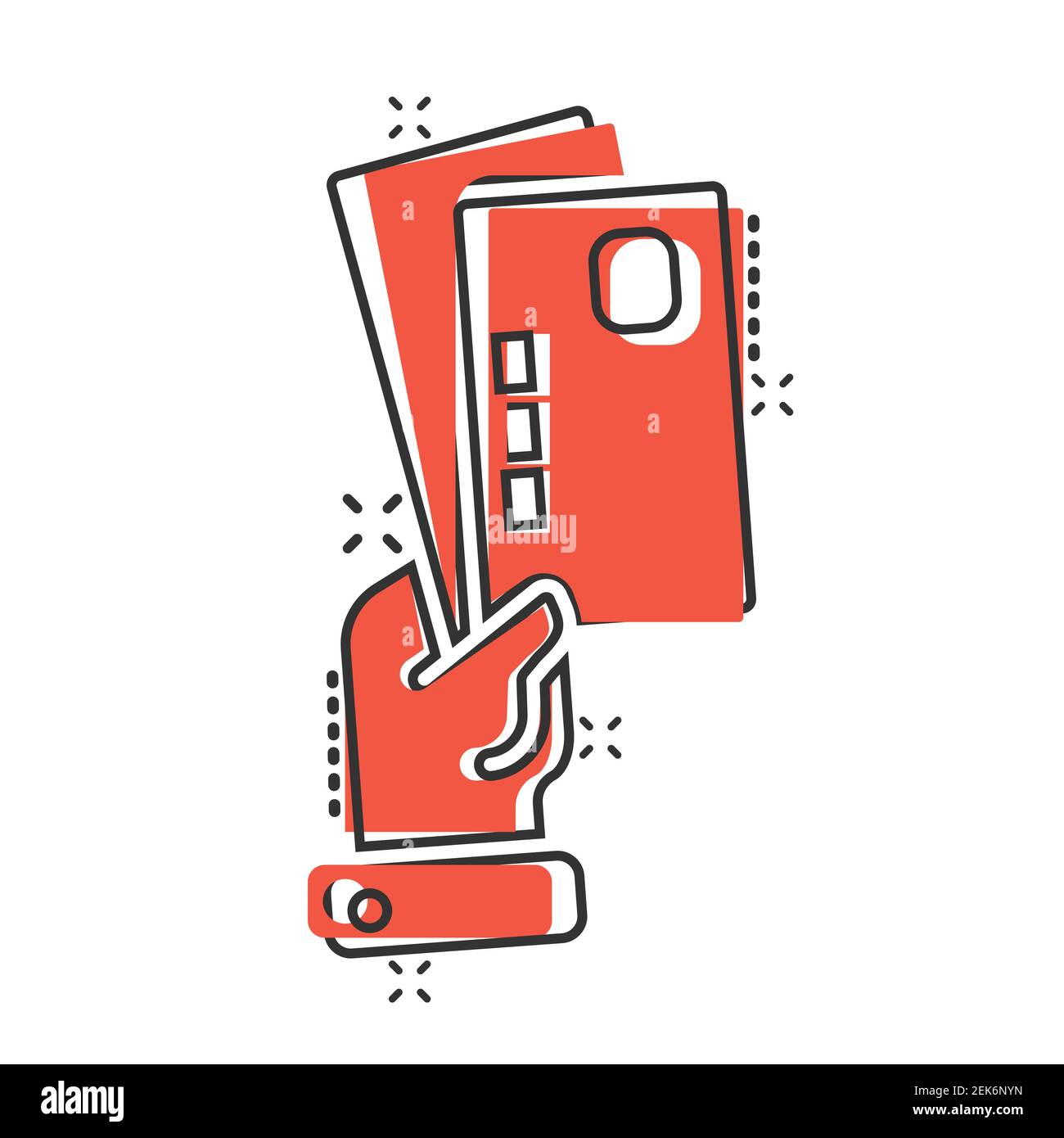 Credit card with hand icon in comic style. Payment cartoon vector ...