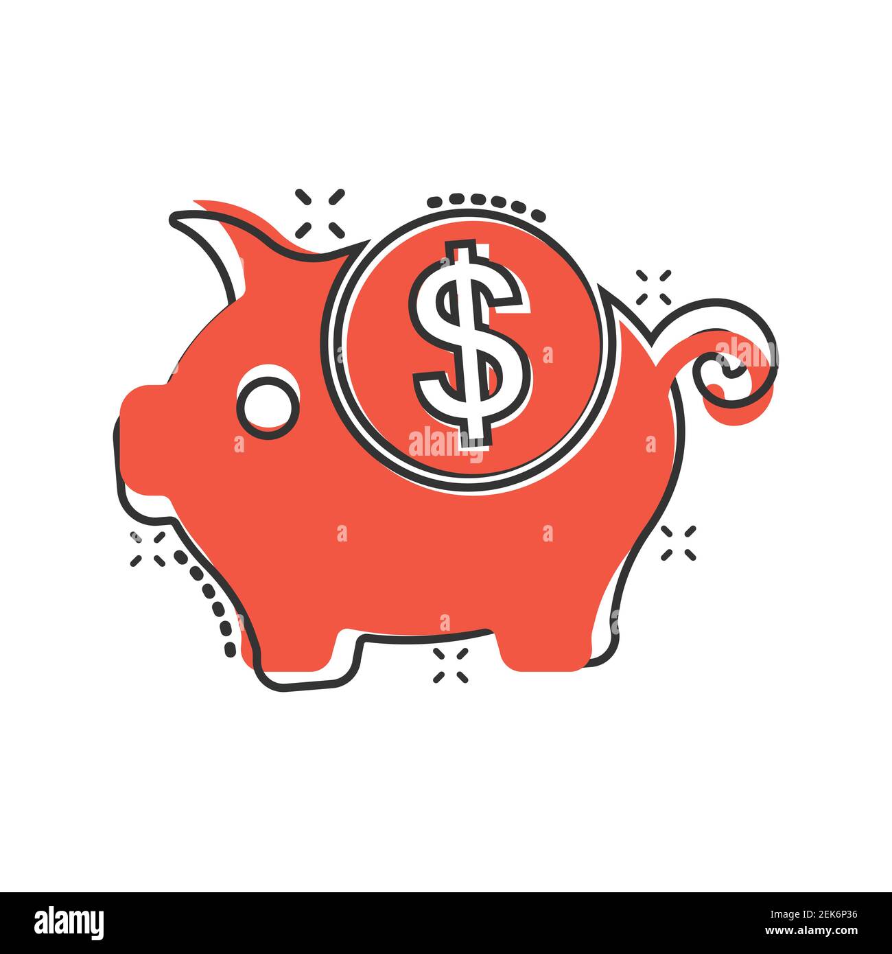 Money box icon in comic style. Pig container cartoon vector ...