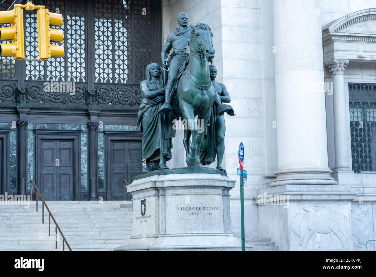 A statue of the former President Theodore Roosevelt, who also served as ...
