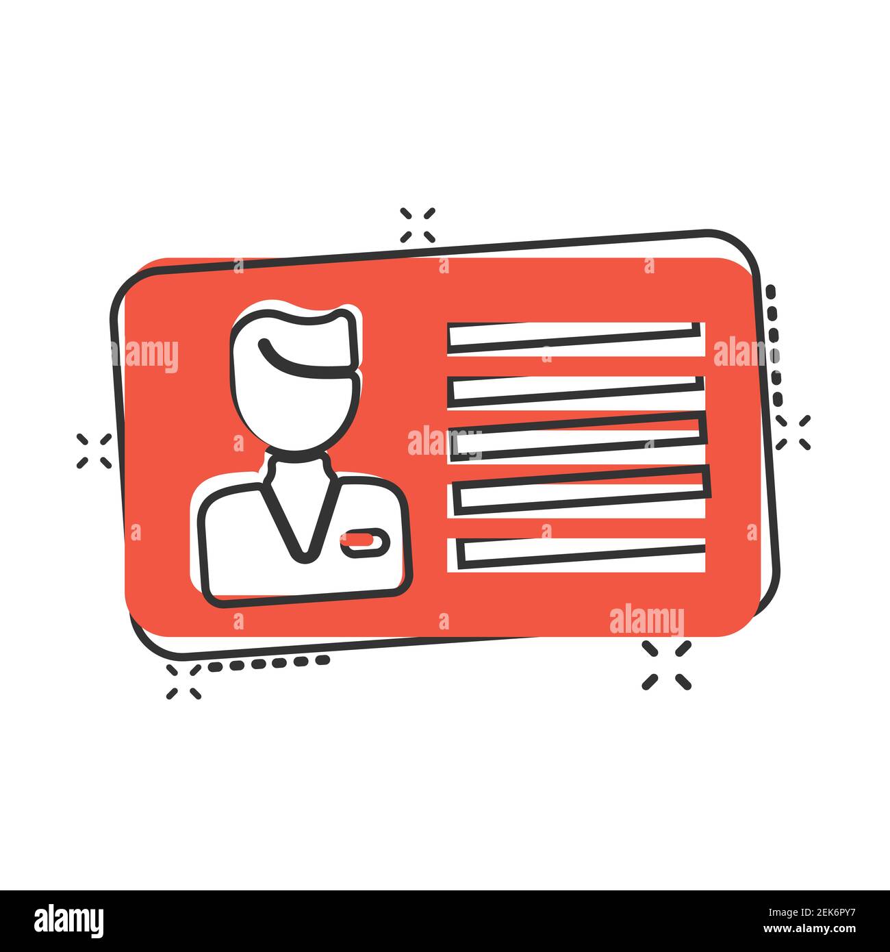 Id card icon in comic style. Identity tag cartoon vector illustration ...