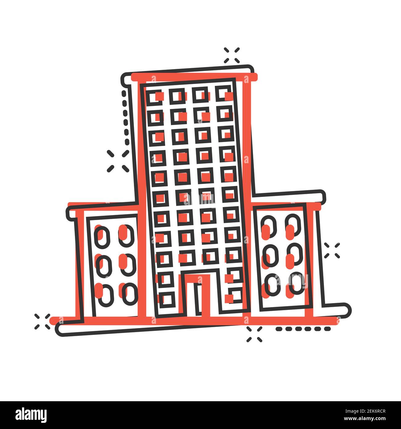 Building icon in comic style. Town skyscraper apartment cartoon vector ...