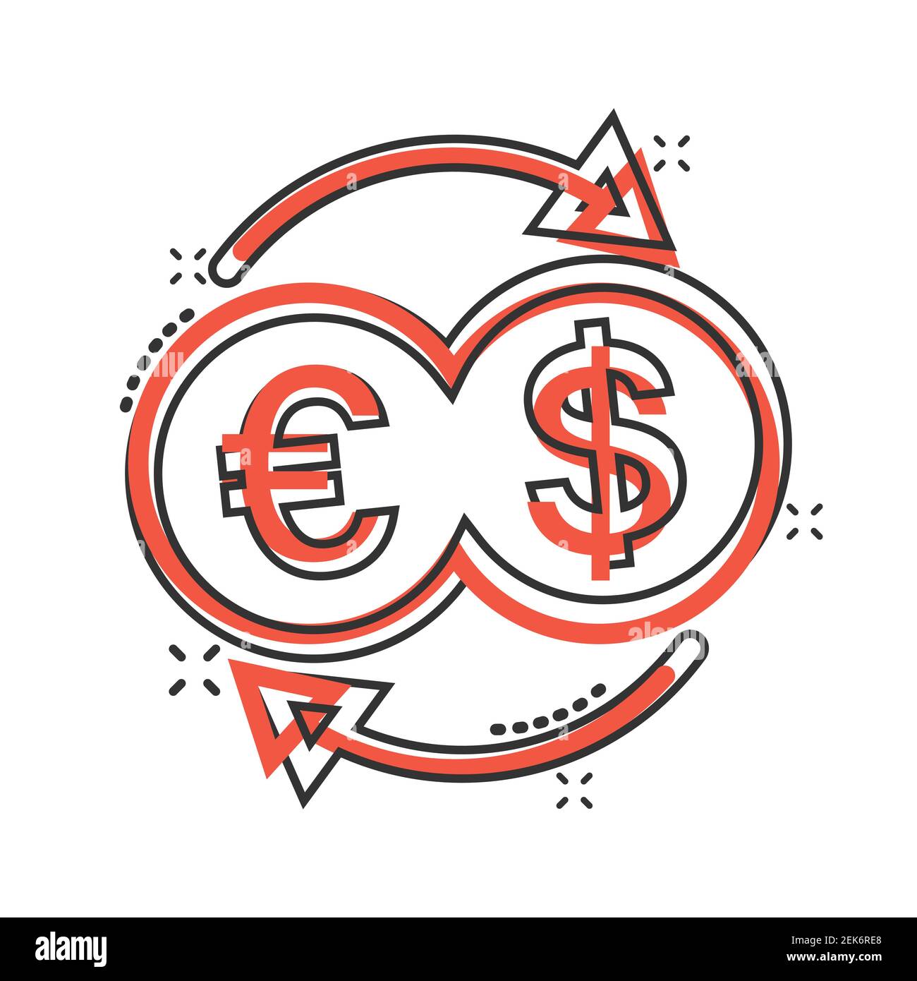 Currency exchange icon in comic style. Dollar euro transfer cartoon ...
