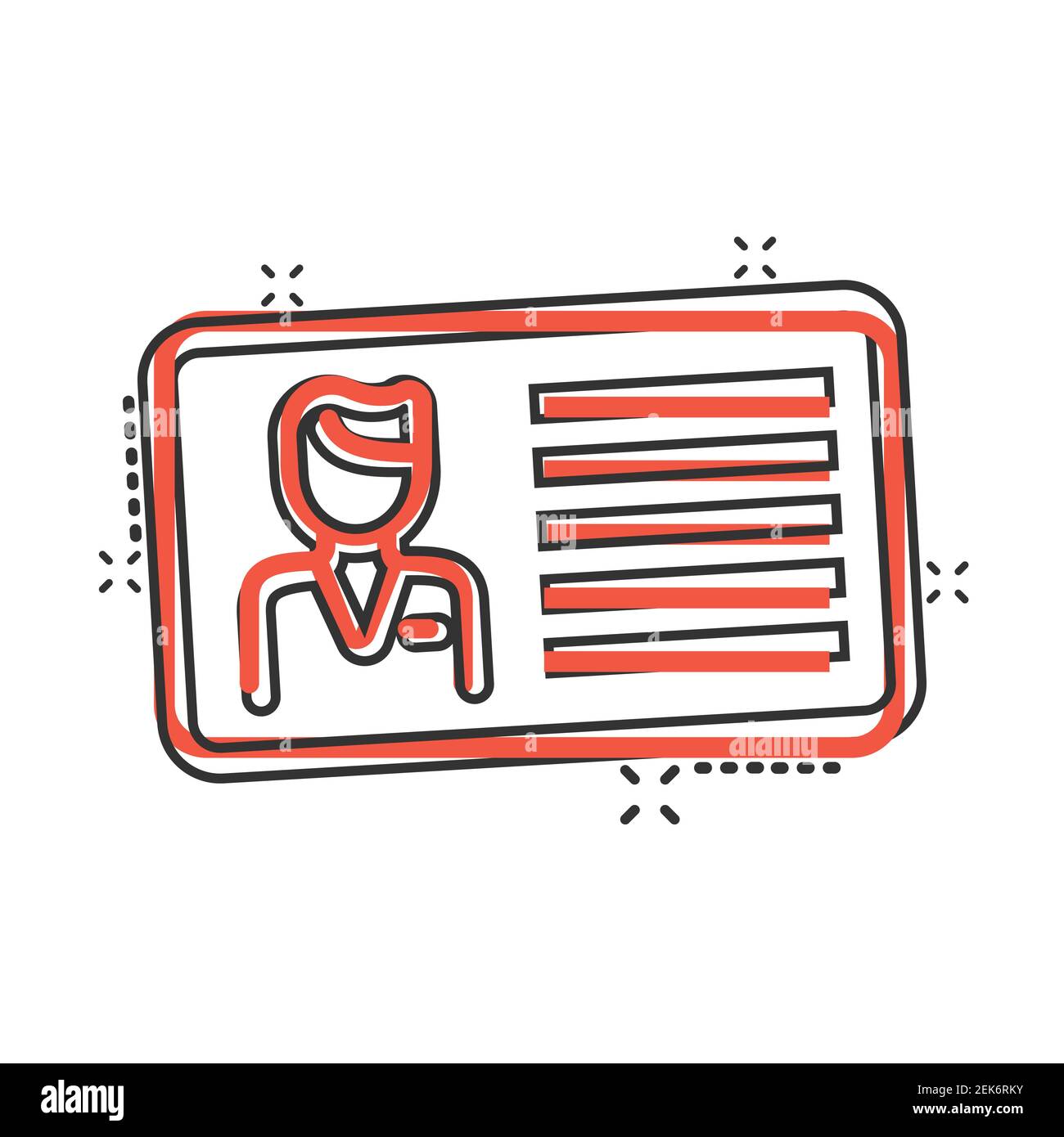 Id card icon in comic style. Identity tag cartoon vector illustration ...