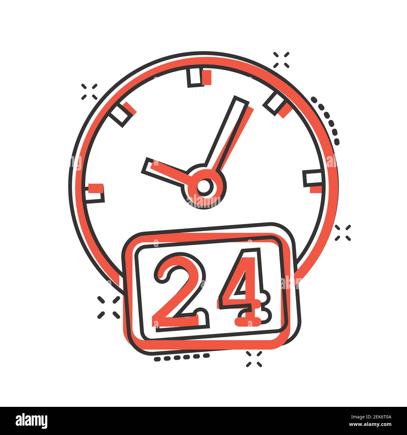 Clock 24/7 icon in comic style. Watch cartoon vector illustration on ...