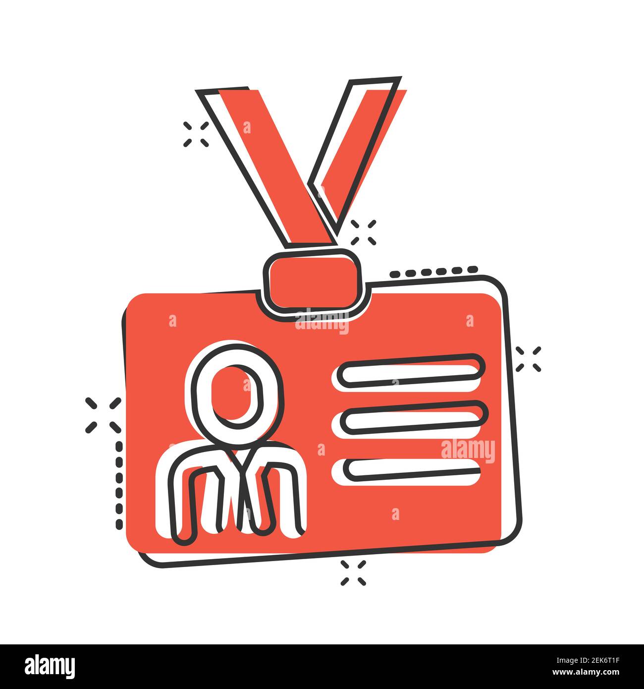 Id card icon in comic style. Identity tag cartoon vector illustration ...