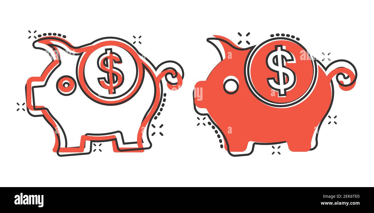 Money box icon in comic style. Pig container cartoon vector ...