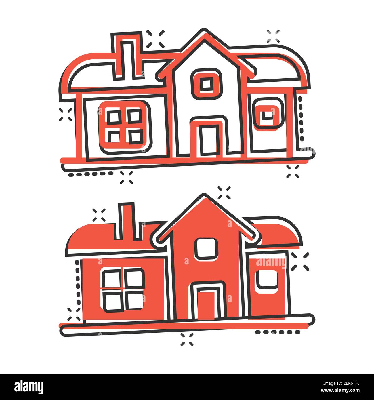 Building icon in comic style. Home cartoon vector illustration on white ...