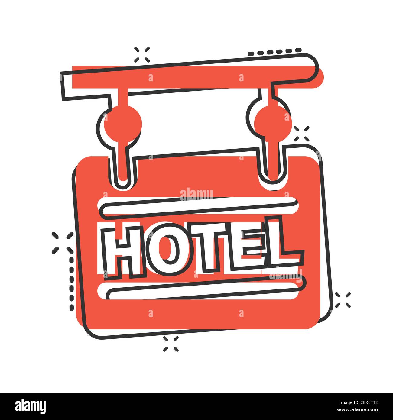 Hotel sign icon in comic style. Inn cartoon vector illustration on ...