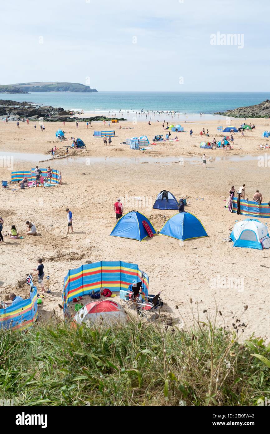 trevone beach cornwall england uk Stock Photo - Alamy