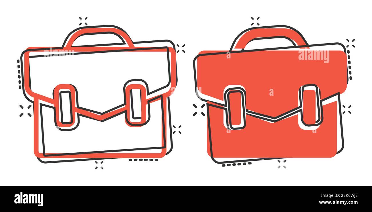Briefcase icon in comic style. Businessman bag cartoon vector ...