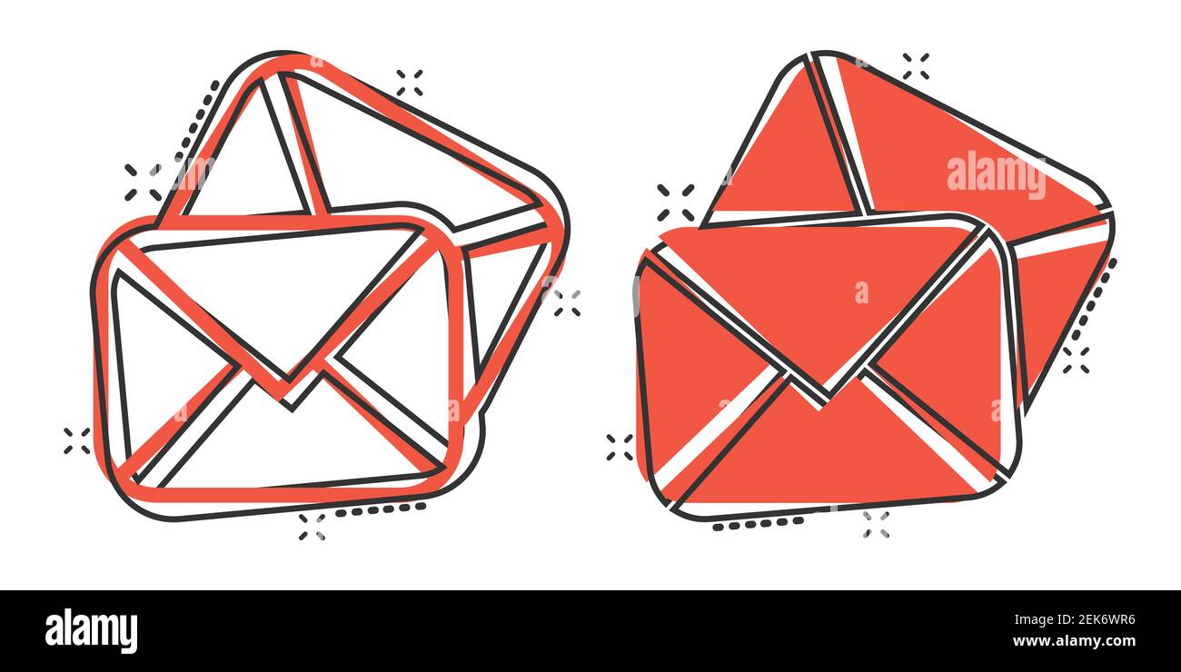 Email message icon in comic style. Mail document cartoon vector ...