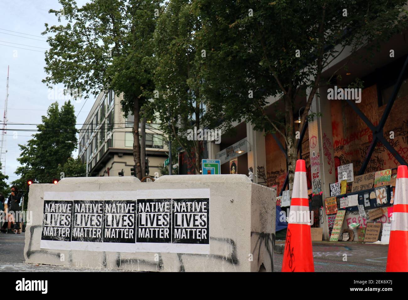 New barriers are in place around the abandoned Seattle Police ...