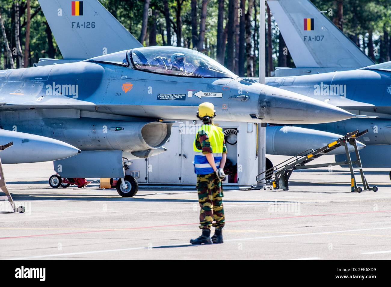 King Philippe of Belgium visits the airbase of Kleine-Brogel. He was briefed on the current ...