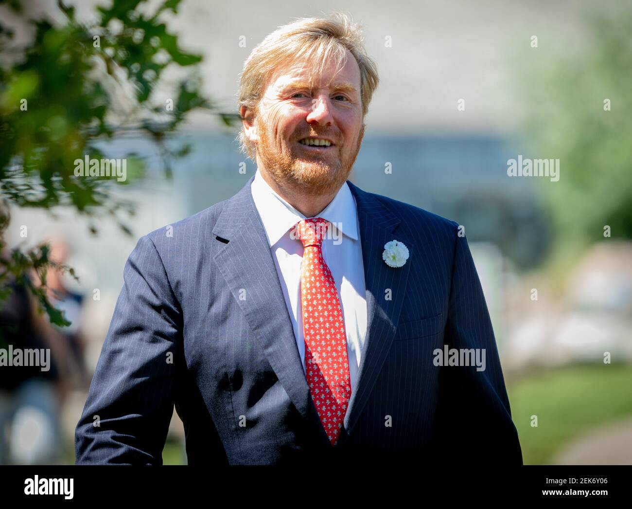 King Willem Alexander during a working visit to Borger in the context ...
