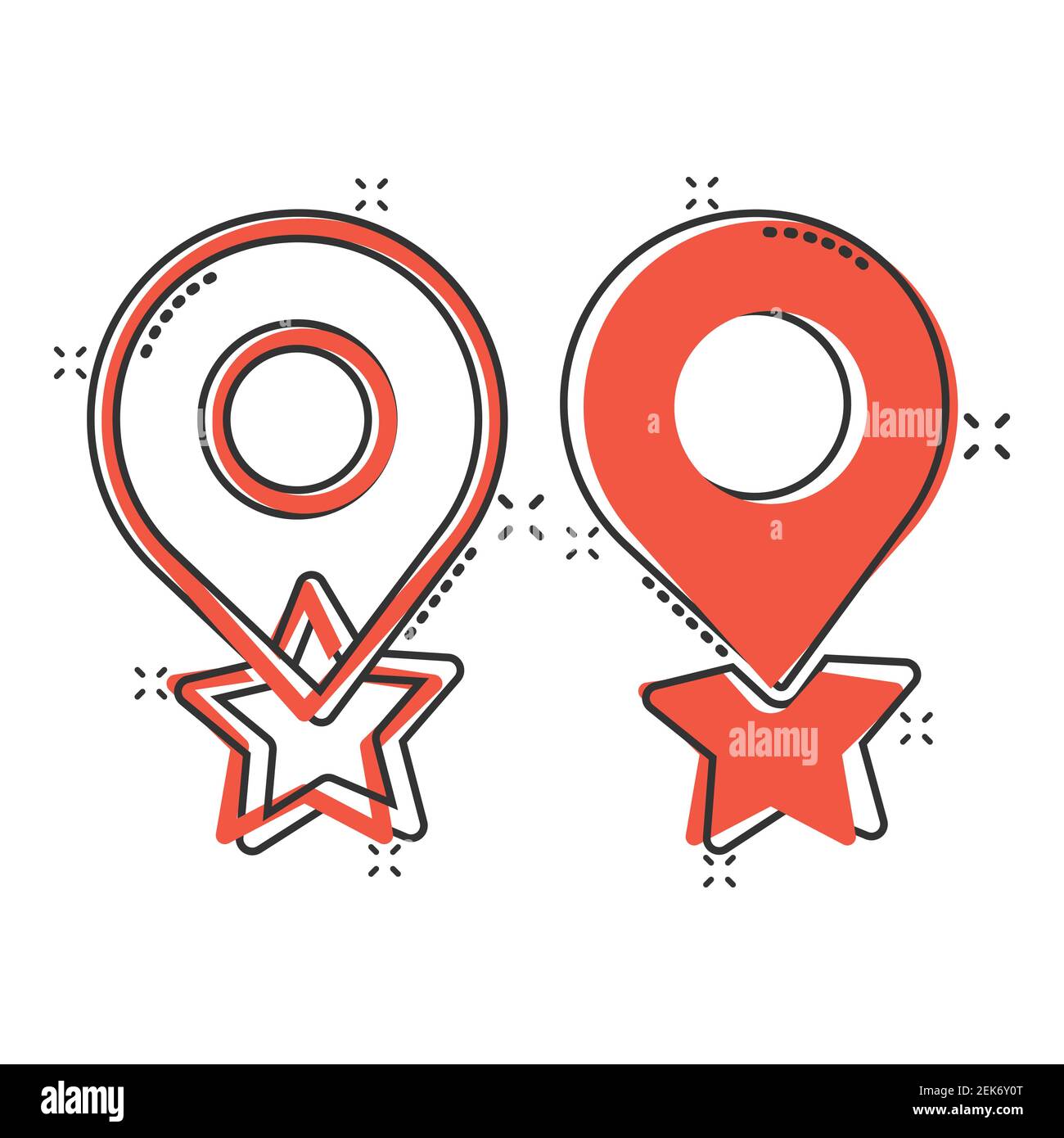 Map pin icon in comic style. GPS navigation cartoon vector illustration ...