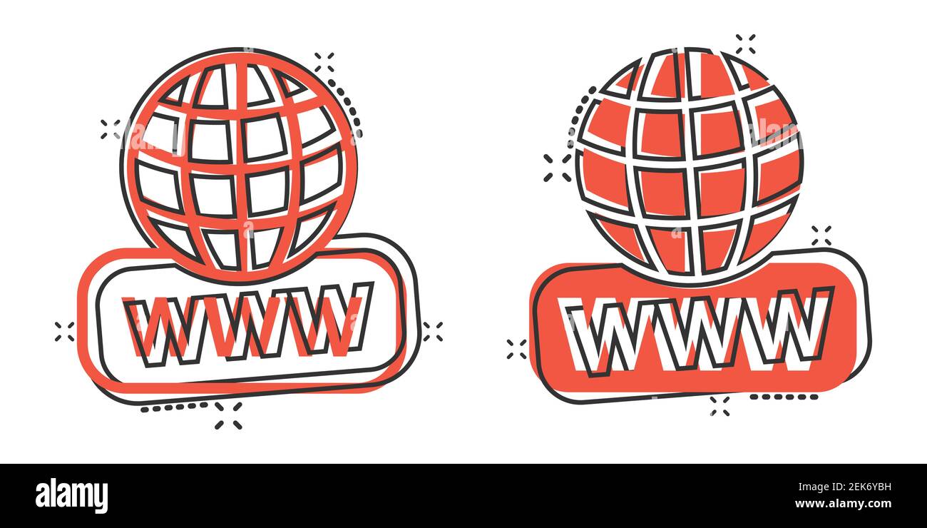 Global search icon in comic style. Website address cartoon vector ...
