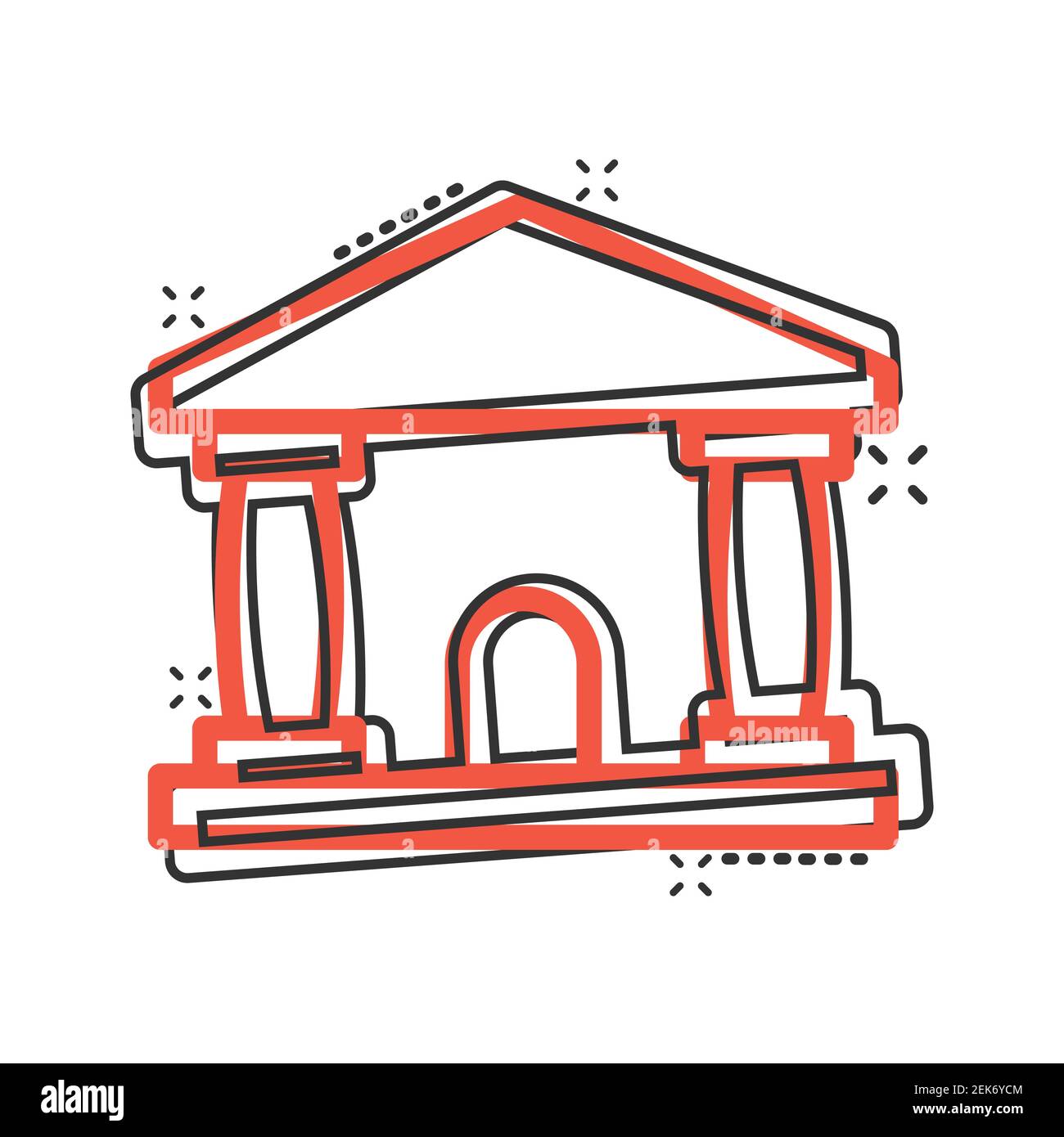 Bank building icon in comic style. Government architecture cartoon ...
