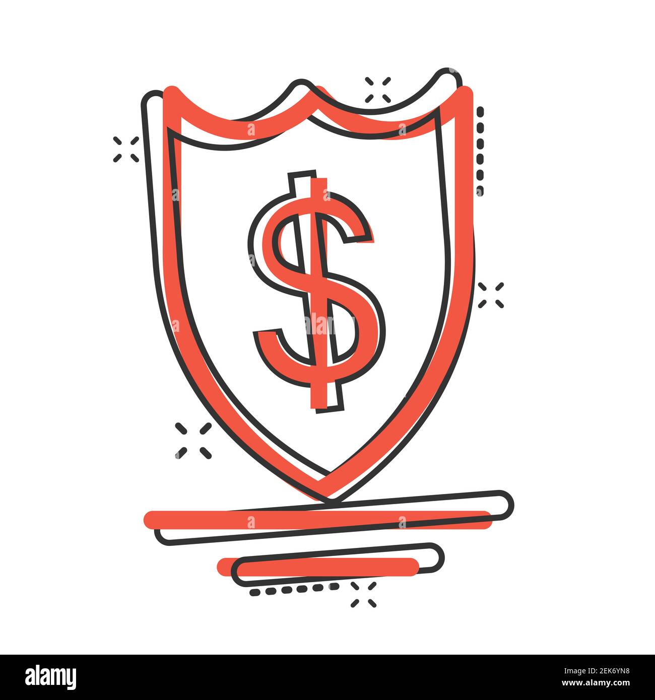 Shield with money icon in comic style. Cash protection cartoon vector ...