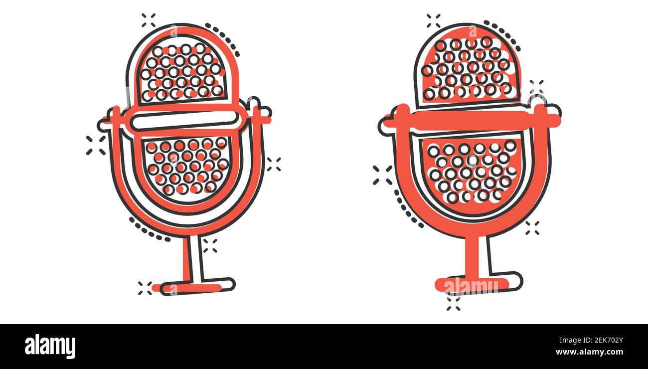 Microphone icon in comic style. Studio mike cartoon vector illustration ...