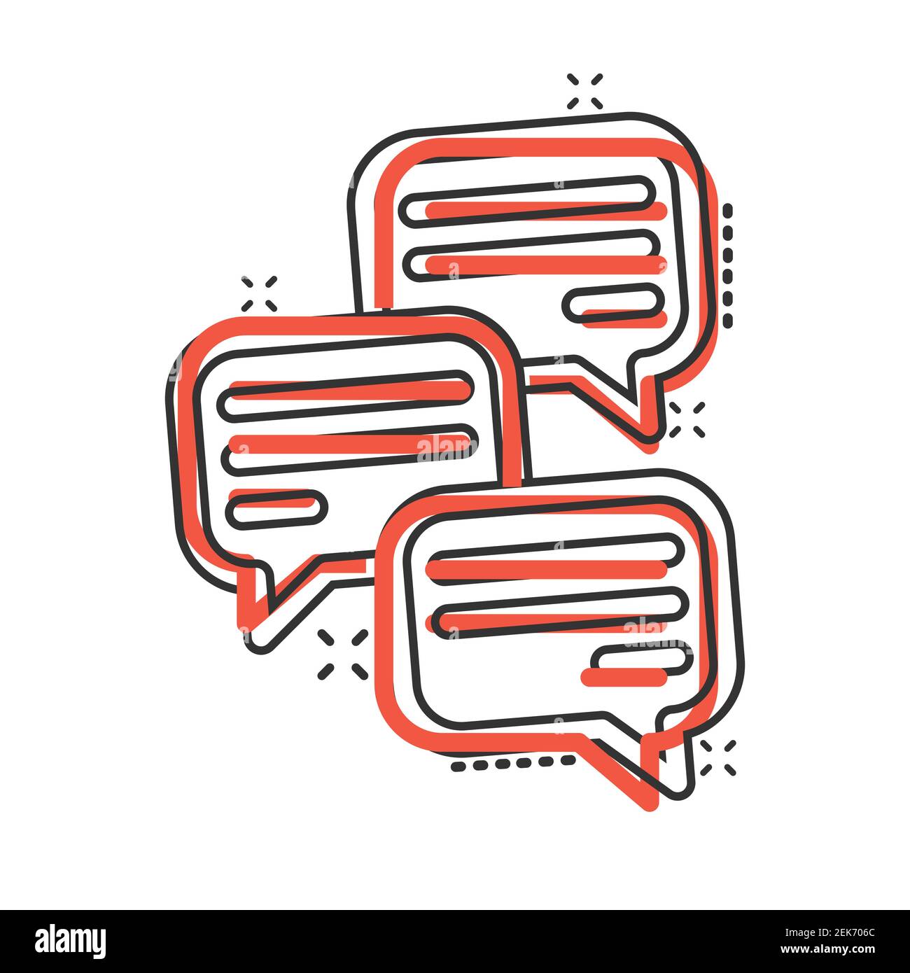 Speak chat sign icon in comic style. Speech bubbles cartoon vector ...