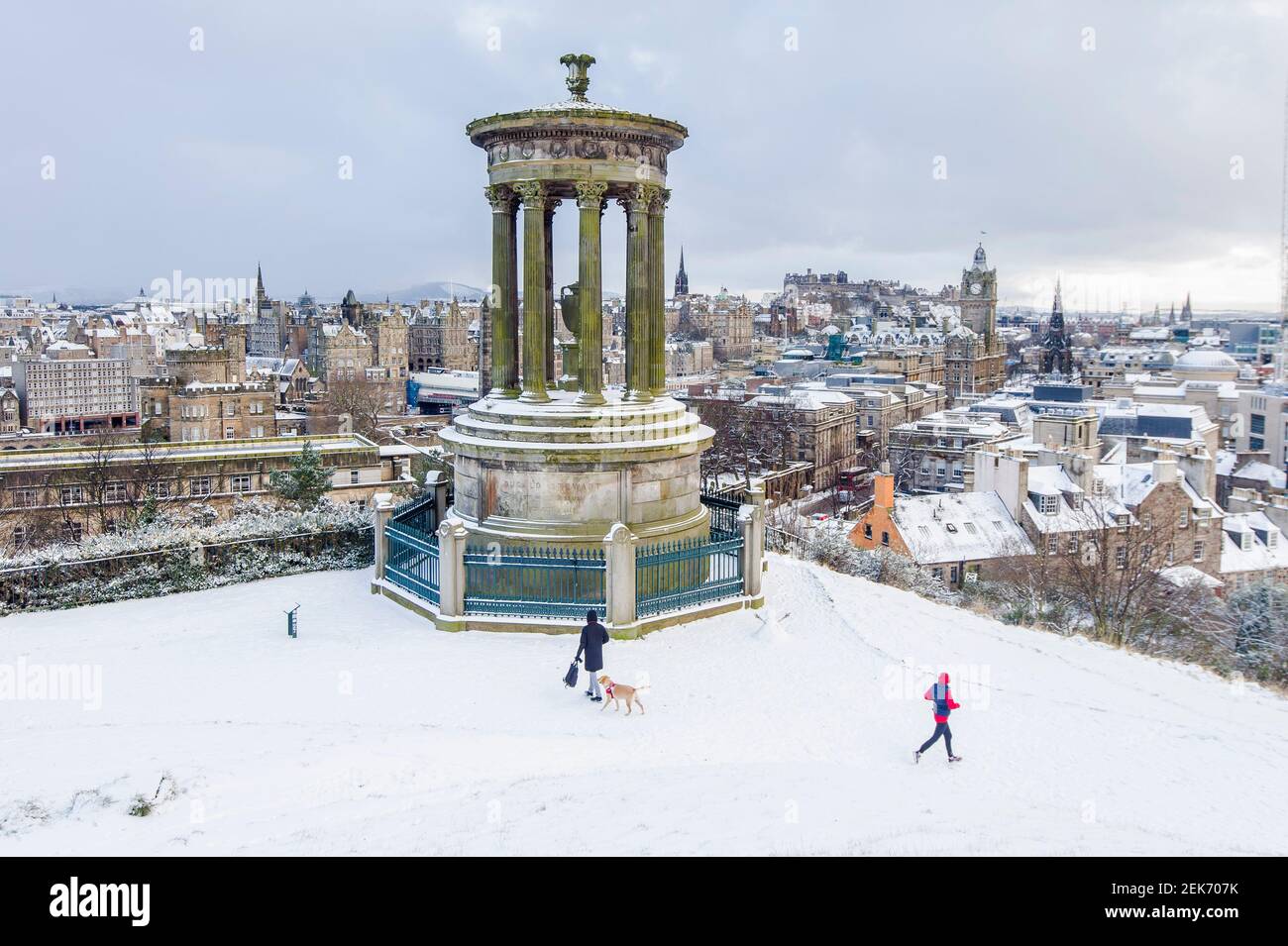 Winter scenes from Edinburgh's Calton Hill, as it is covered in snow ...