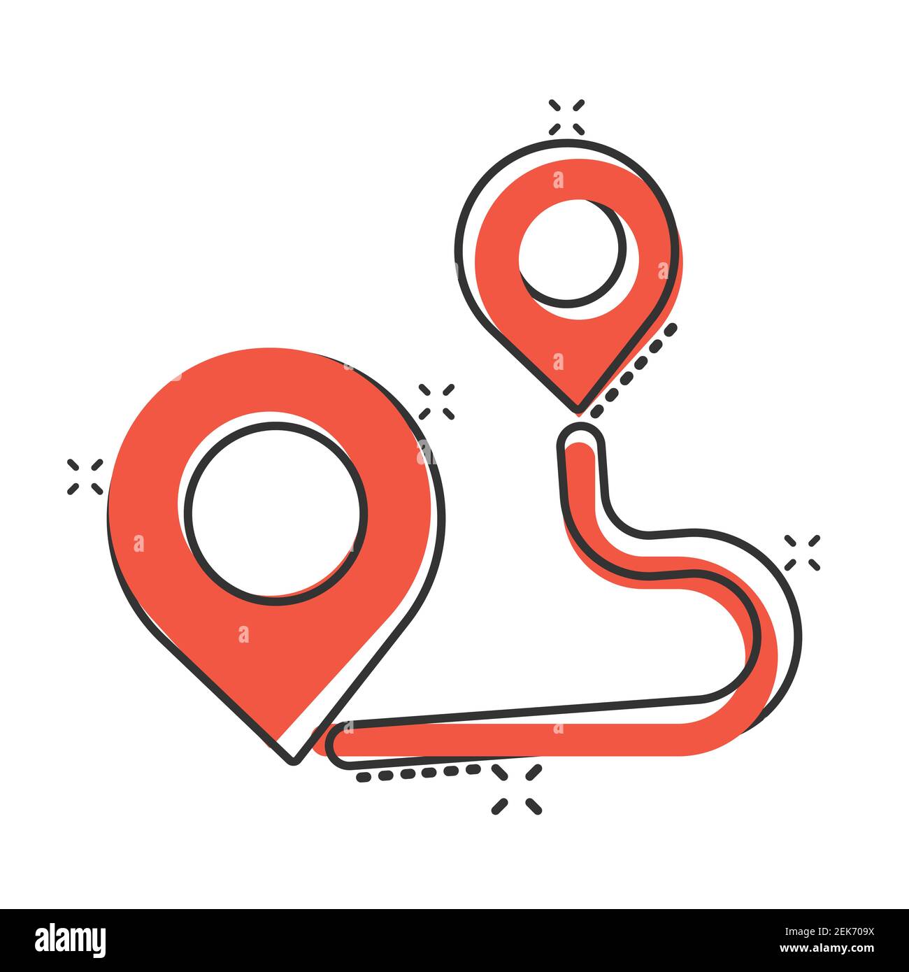 Map pin icon in comic style. GPS navigation cartoon vector illustration ...
