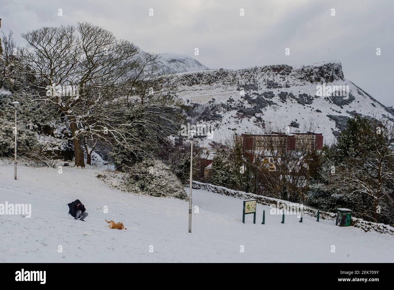 Winter scenes from Edinburgh's Calton Hill, as it is covered in snow ...