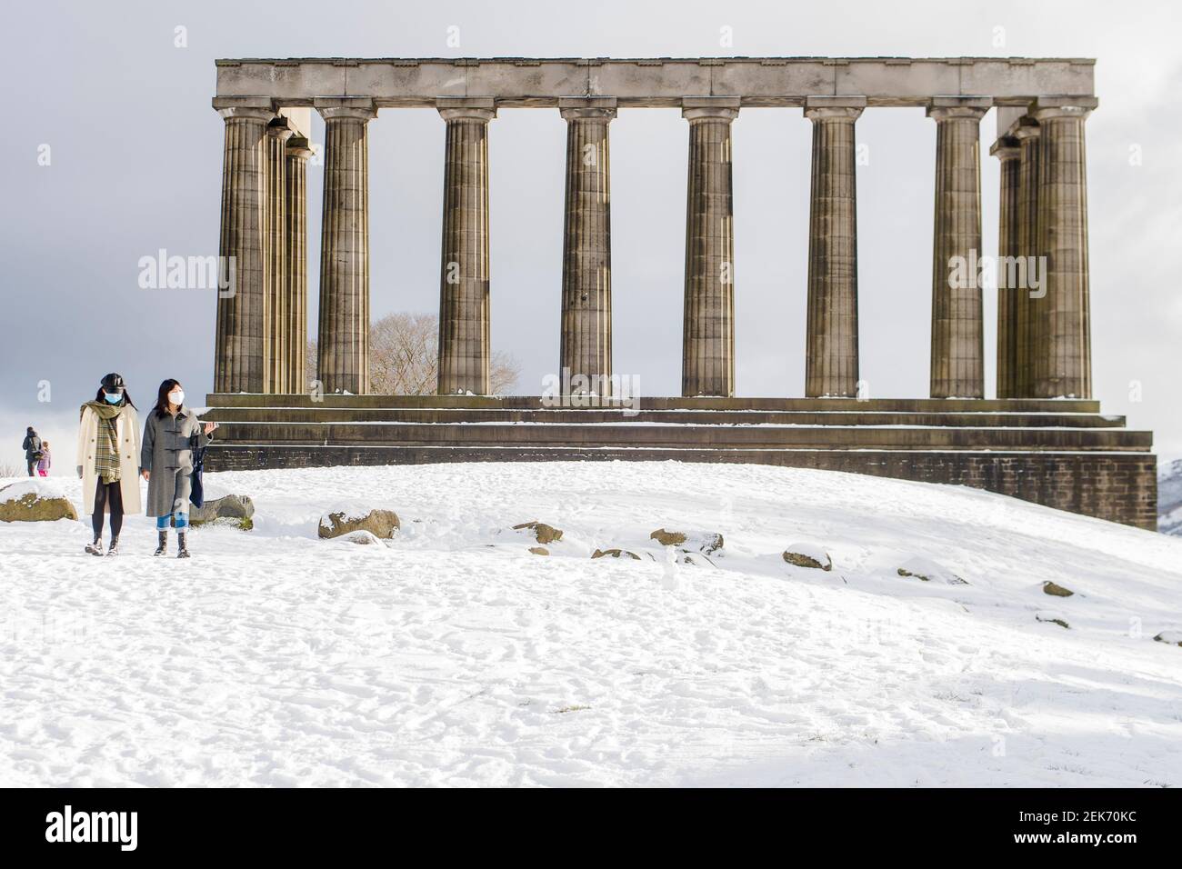 Winter scenes from Edinburgh's Calton Hill, as it is covered in snow ...